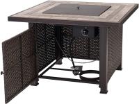 China Square Tile Top Modern Propane Fire Pit With All Weather Wicker Powered Brazier for sale