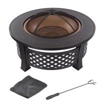 China Metal Wood Burning Charcoal Barbecue Pit  Spark Screen Cover Backyard Garden Grill Poker for sale