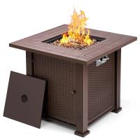 China Oil Finished Propane Gas Fire Pit Bronze Table 28 Inch Square for sale