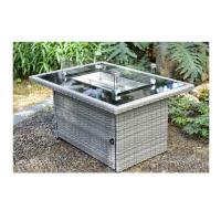 China Garden Wicker Outdoor Square Propane Gas Fire Pit With Grill Barbecue for sale