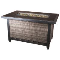 China Rectangle Smokeless Outdoor Gas Firepit Metal Rattan Propane for sale