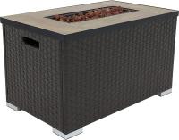 China Resin Wicker Propane Outdoor Gas Firepit With Stainless Steel Burners for sale