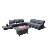 China Aluminum Square Patio Fire Pit Table Outdoor Sofa Outdoor Furniture Garden Set for sale