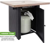 China 28 Inch 50000 BTU Propane Brazier Square Gas Fire Pit Table With Cover for sale