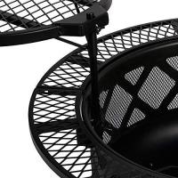 China 32'' Outdoor Wooden Brazier Round Fire Pit With Quick Removable Cooking Grill for sale