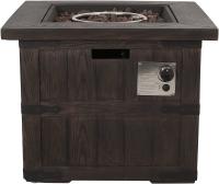 China Brown Wood Gas Square Fire Pit For Gardern Indoor Outdoor for sale