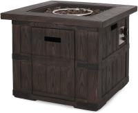 China Brown Wood Gas Square Fire Pit For Gardern Indoor Outdoor for sale