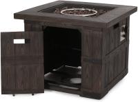 China Brown Wood Gas Square Fire Pit For Gardern Indoor Outdoor for sale