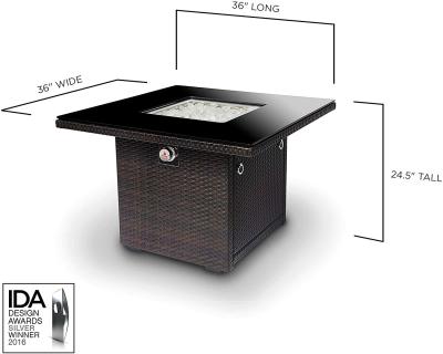 China 25 Inches Fiberglass Gas Square Fire Pit For Patio Garden for sale