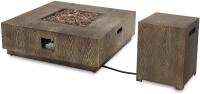 China 40'' Square Brazier With Tank Rack Outdoor Natural Gas Firepit Concrete for sale