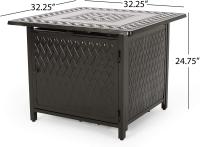 China Square Aluminum Natural Gas Garden Table Fire Pit Customized Size For All - Season for sale