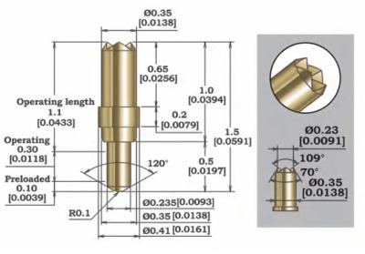 China KLS050-001CA Micro Pogo Pin Probe with 0.06mm Accuracy for PCB Testing and Semiconductor Inspection for sale