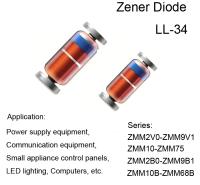 China LL-34 Mini MELF SMD Zener Diode 0.5W Power Dissipation Voltage Range 2.0-75V for sale