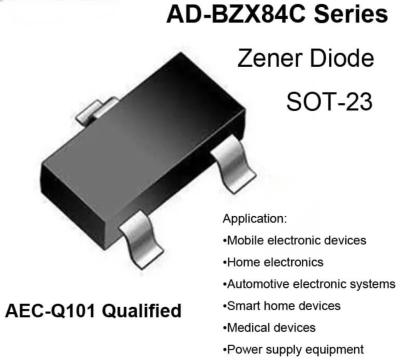 China BZX84C Series SOT23 Zener Diodes 2.4V to 43V 300mW Voltage Regulation Clamping for sale