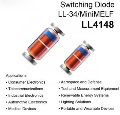 China LL4148 LL-34 Mini MELF Switching Diode 75V 200mA Fast Switching Diode for sale