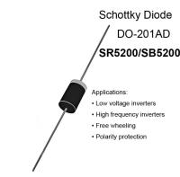 China SR5200 / SB5200 Schottky Diode 5A 200V DO-201AD – High Efficiency for sale
