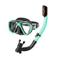 China Dry Tube Diving Face Mask And Snorkel Equipment Black White for sale