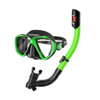 China Dry Tube Diving Face Mask And Snorkel Equipment Black White for sale