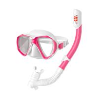 China Dry Tube Diving Face Mask And Snorkel Equipment Black White for sale