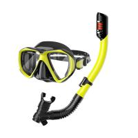 China Dry Tube Diving Face Mask And Snorkel Equipment Black White for sale