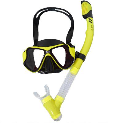 China Adult Diving Snorkel Set with Silicone Strap and Customizable Tempered Glass Mask Lens Snorkel Mask Set for sale