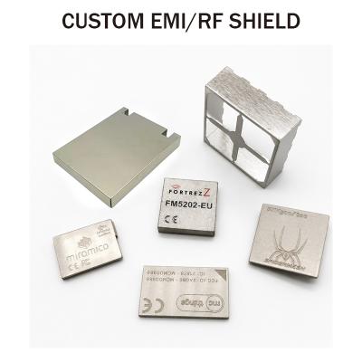 China Custom RF Shielding Cover with Laser Engraved Pattern EMI RFI Shielding Can for PCB Electronic Communication Devices for sale