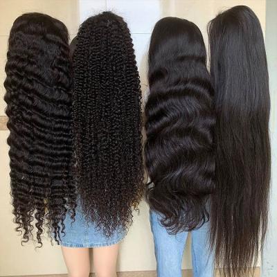 China 18 inch water curls frontal wig perruque pereuvienne frontale wig for sale