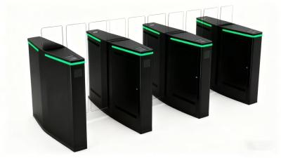 China RFID Card Reader Sliding Door Turnstile Office Building Tempered Glass Full Height for sale