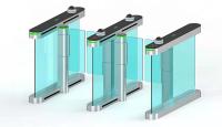 China 304 Stainless Steel Tempered Glass Swing Gate Turnstile for sale
