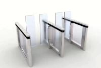 China Servo Motor SS304 Glass Turnstile Gate With Card Reader for sale