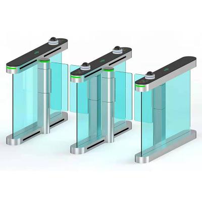 China 304 Stainless Steel Tempered Glass Swing Gate Turnstile for sale