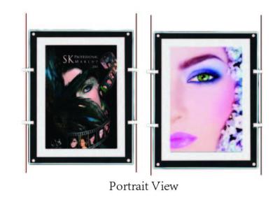 China Shop Window Ultra Slim Acylic Crystal LED Light Box For Portrait View Wall Mounted for sale