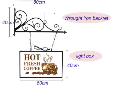 China Hanging Sign Bracket Vacuum Forming Light Box Vintage Style With Double Sides Display for sale