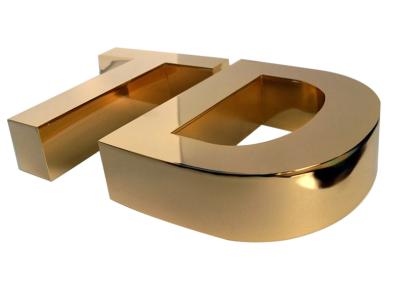 China Fabricated LED Channel Letters , Non Illuminated Glossy Titanium Mirror Gold 304 Stainless Steel Letter Sign for sale