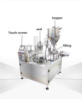 China Double Head Automatic Filling Sealing Machine for Sauce Ketchup Paste Cup for sale