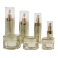 China Hot Stamped Cosmetic Packaging Set With Cap Pump Pc308 Frosted Clear Cover Acrylic Cap for sale