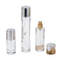 China Transparent Glass Foundation Bottle With Screw Cap 100ml Round Shape Simple Design for sale