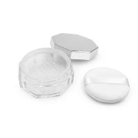 China Round Transparent Loose Powder Case with Twist to Open Lid 15g Capacity Customizable Logo for sale