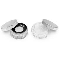 China Round Transparent Loose Powder Case with Twist to Open Lid 15g Capacity Customizable Logo for sale