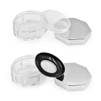 China Round Transparent Loose Powder Case with Twist to Open Lid 15g Capacity Customizable Logo for sale