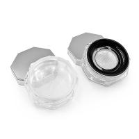 China Round Transparent Loose Powder Case with Twist to Open Lid 15g Capacity Customizable Logo for sale