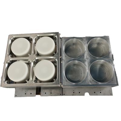 China Fully Automatic 3 Station Disposable Clamshell Aluminium Cake Box Food Container Vacuum Forming Mould OEM Model 23 for sale