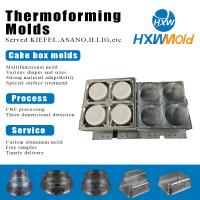 China Fully Automatic 3 Station Disposable Clamshell Aluminium Cake Box Food Container Vacuum Forming Mould OEM Model 23 for sale