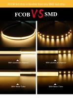 China DC12V 24V COB LED Strip Light 8mm High Density Flexible Tape Light Dimmable Linear Ribbon for sale
