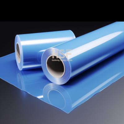 China 20μm Light Blue Translucent PET Non Silicone Release Film for Labeling and Packaging for sale