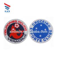 China Button On Style Custom Design Iron On Woven Patches for Soccer Team Club Personalized for sale