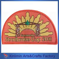 China Button On Style Custom Design Iron On Woven Patches for Soccer Team Club Personalized for sale