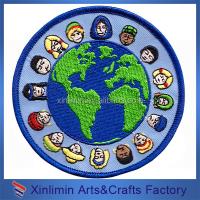 China Button On Style Custom Design Iron On Woven Patches for Soccer Team Club Personalized for sale