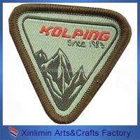 China Button On Style Custom Design Iron On Woven Patches for Soccer Team Club Personalized for sale