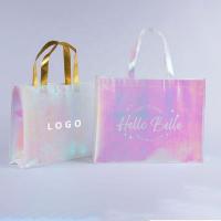China Exhibition Custom Logo Pink Holographic Non Woven Iridescent Tote Bag for Wedding Gift for sale